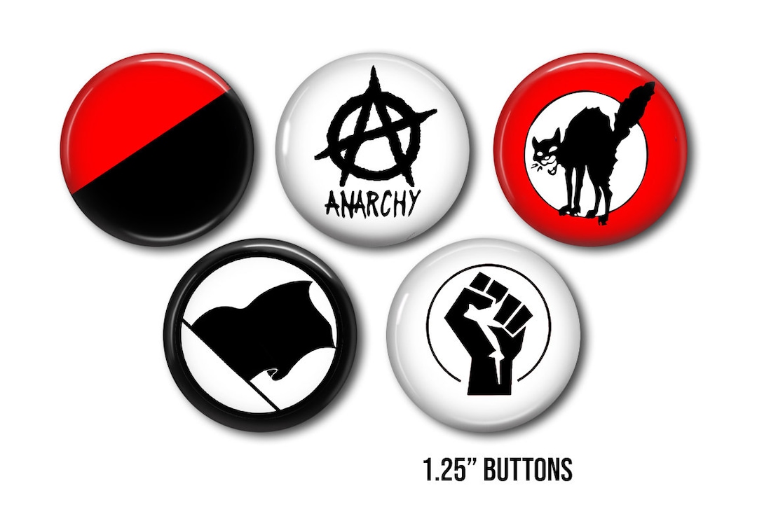 Anarchy Set of 5- 1.25" Pins, Anarchy Flag Punk Rock Pinback Button Set ...