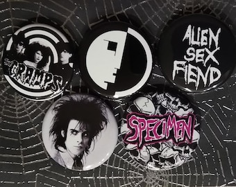 Goth Button Set 80s Gothic Rock Buttons Button Pin Badge - Etsy