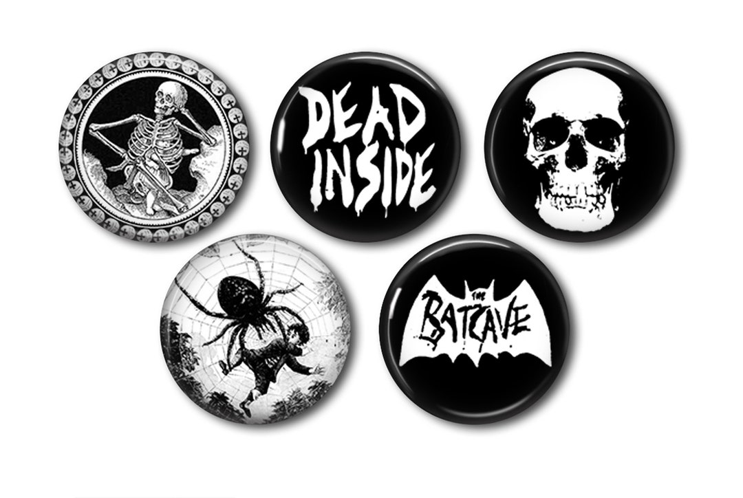 Goth Buttons, Lot of 5-1.25 Emo Button, Goth Post Punk, Badge, Magnet ...