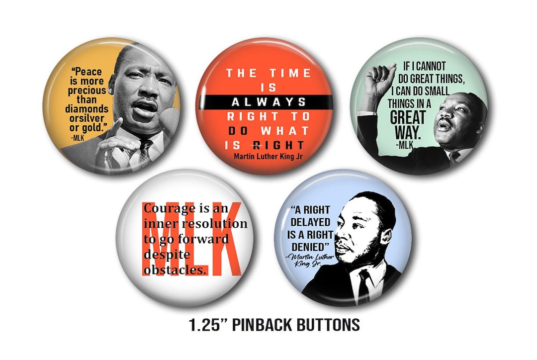 Martin Luther King Jr Button, Peace Pinback BLM Black Power, MLK Jr ...