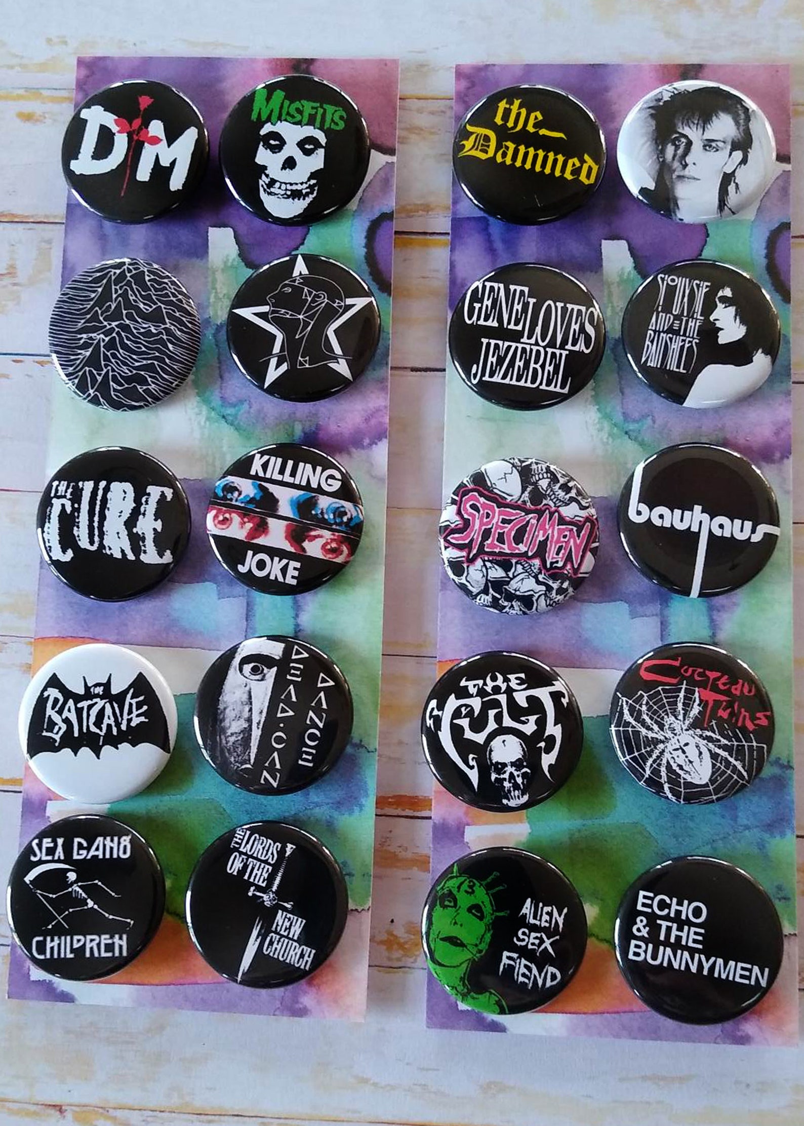 Goth Button Set 3, 20- 1.25" 80s Gothic Rock Buttons, Button, Pin ...