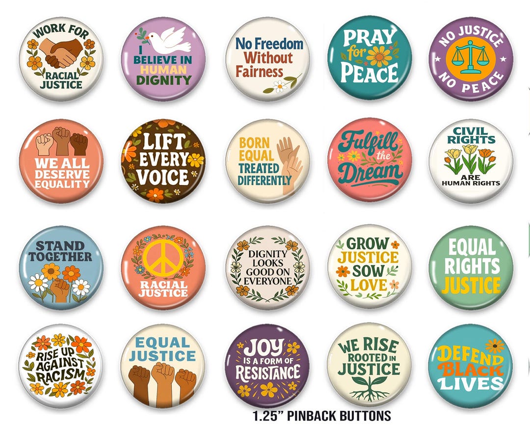 BLM Protest Buttons: Black Lives Matter, Racial Justice - 20 Pin Set - Etsy