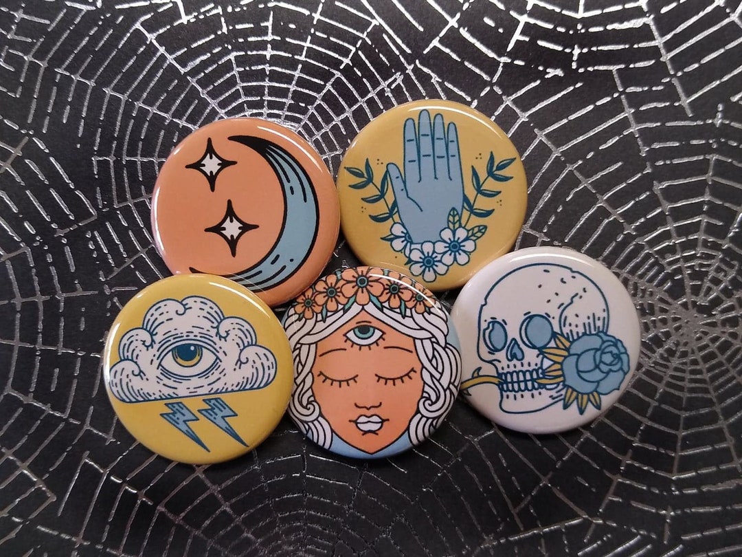 Goth Buttons, Pagan Lot of 5 1.25 Button Pin Set, Emo Button, Goth 5 ...