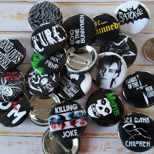 Goth Button Set 2 80s Gothic Rock Buttons Button Pin - Etsy