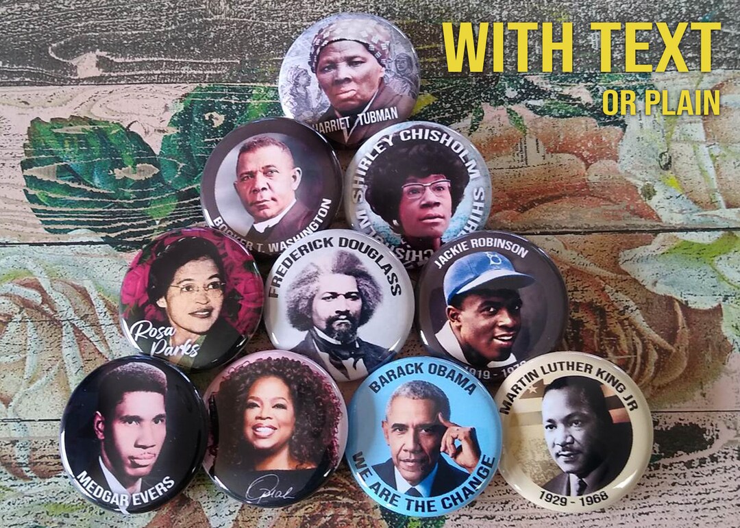 Iconic Black Heroes, Civil Rights Button Set, Lot of 10-1.25" African ...