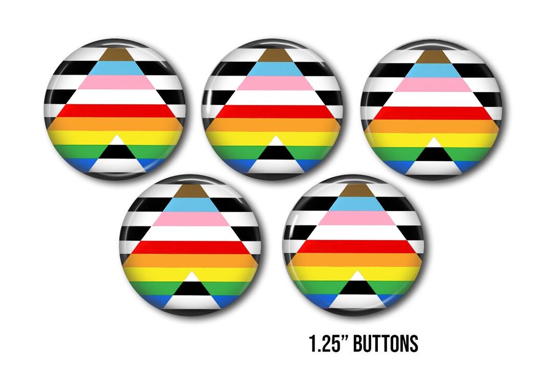 LGBTQ Gay Progress Ally Flag 1.25 Buttons, Lot of 5-1.25 Gay Pride Flag ...