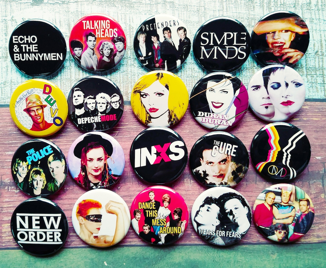 Rock Button Set of 20 1.25 Button Pins, 80s Pop Rock Buttons, Button ...