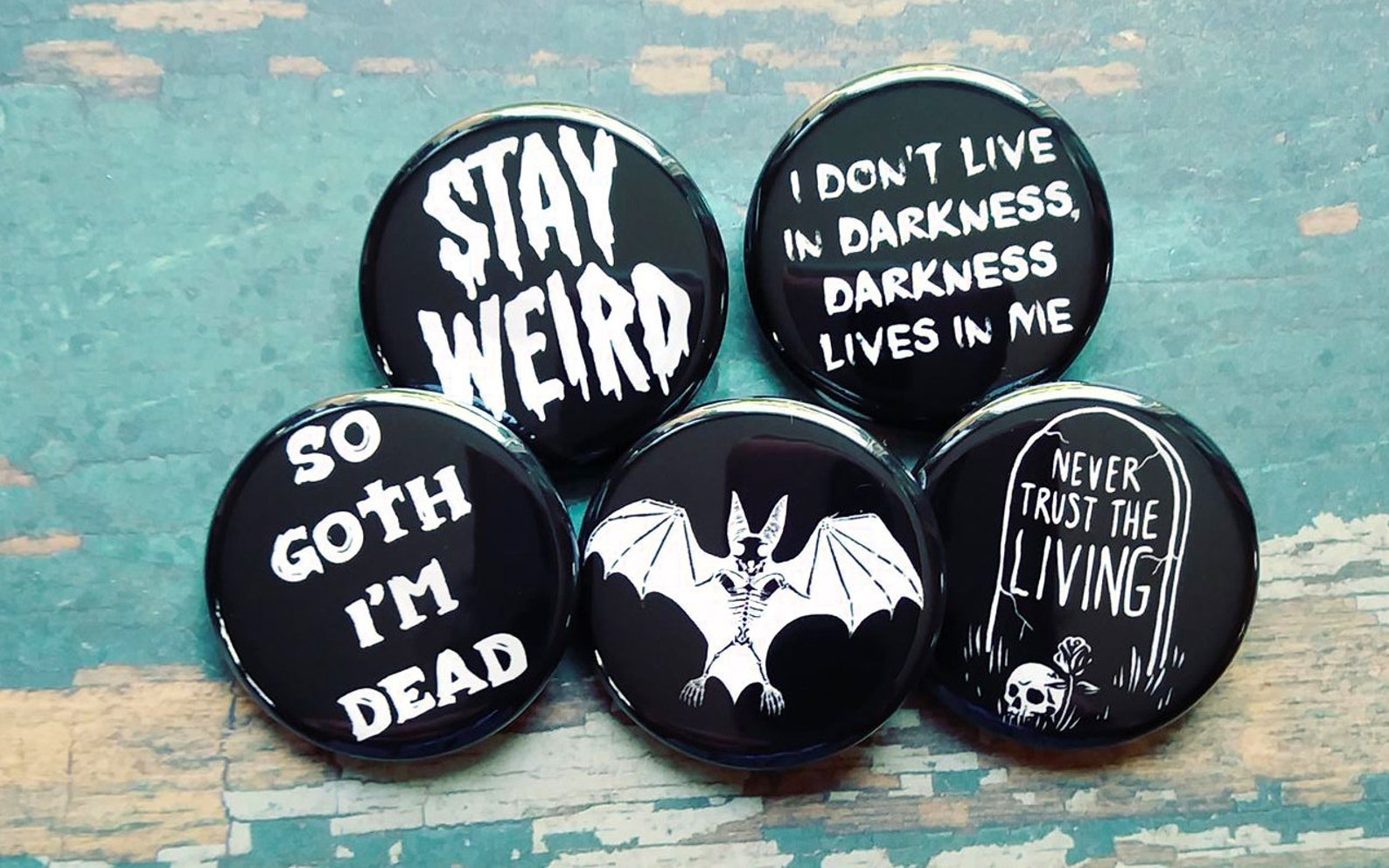 Goth Buttons, Lot of 5-1.25" Emo Button, Goth Post Punk, Badge ...