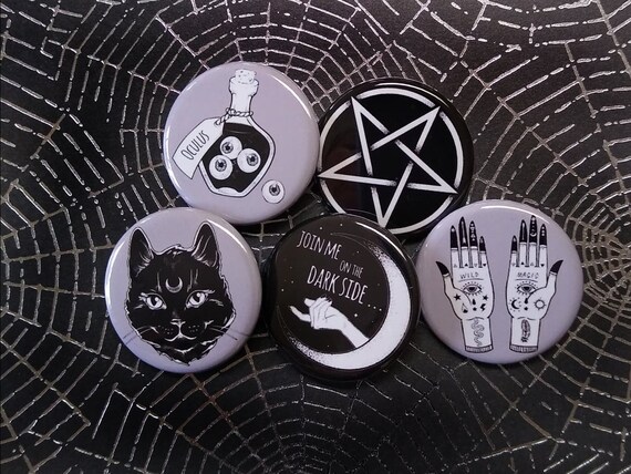 Goth buttons Wicca Lot of 5-1.25 Emo button Goth 5 | Etsy
