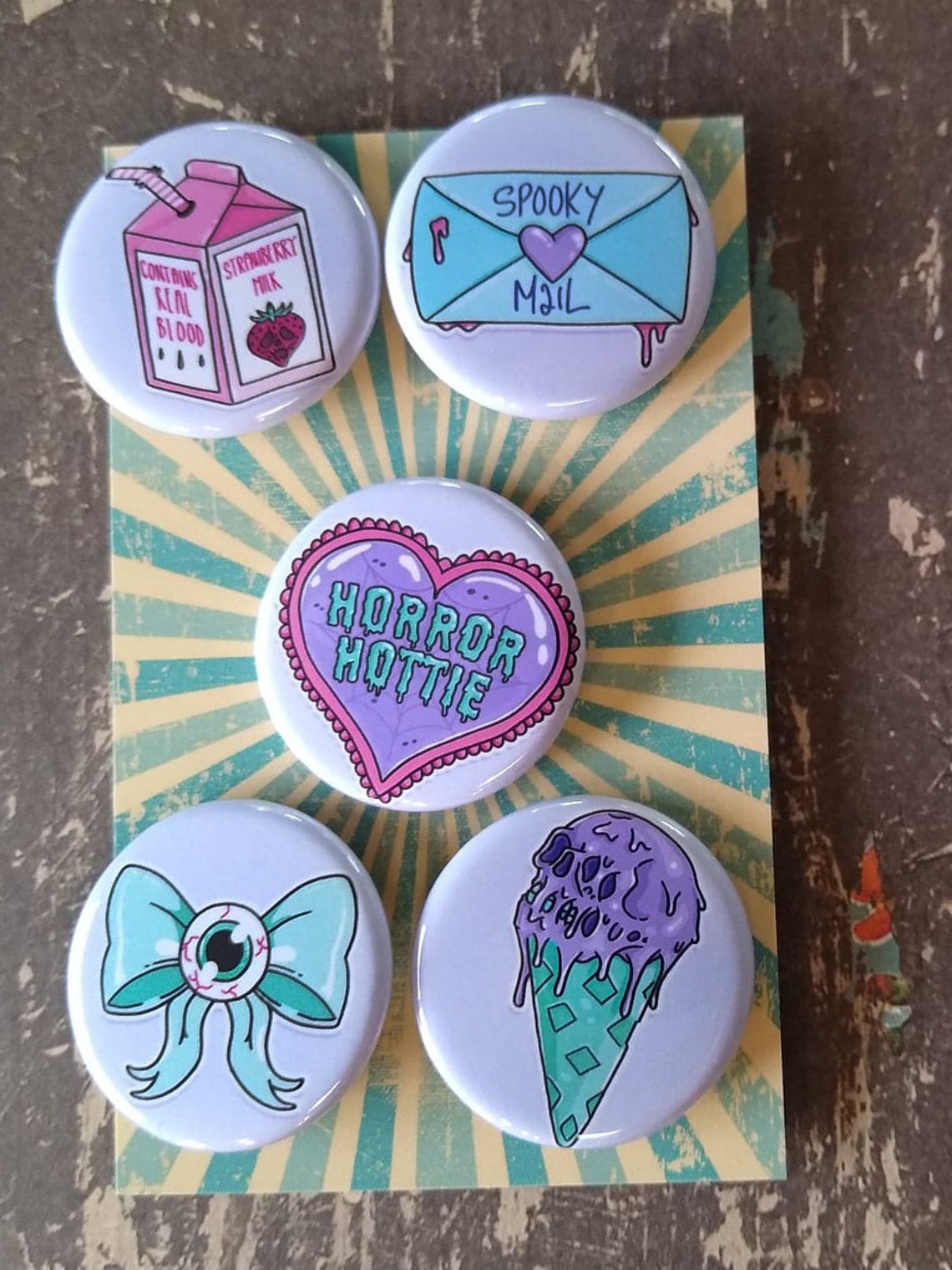 Goth Buttons Lot of 5-1.25 Pastel Emo Button Spooky | Etsy