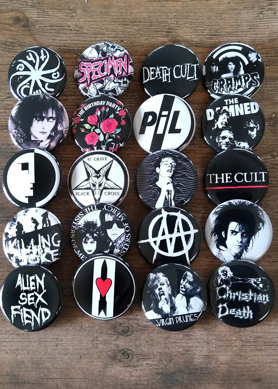 Goth Punk Rock 20 1.25 Button Set 2, 80s Gothic Rock Buttons, Button ...
