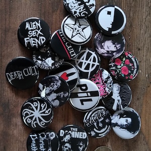 Goth Punk Rock 20 1.25 Button Set 2, 80s Gothic Rock Buttons, Button ...