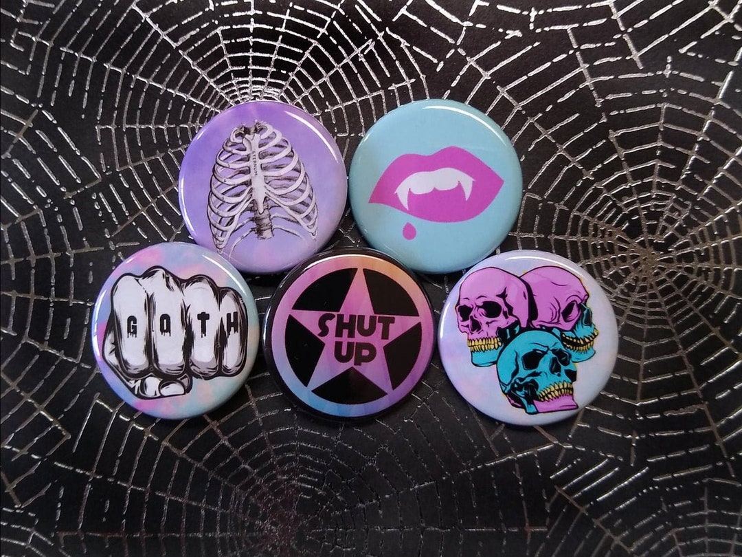 Pastel Goth Buttons Lot of 5-1.25 Emo Button Goth Post - Etsy