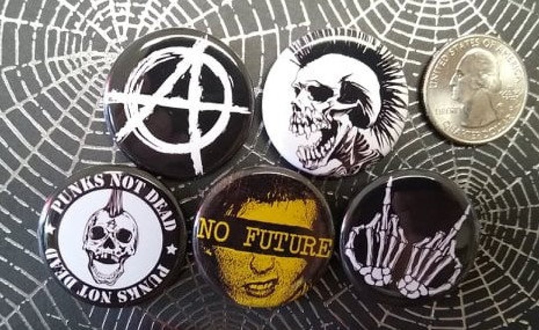 Hardcore Punk Pins, Anarchy Punk Rock Pinback Button Set, Battle Jacket ...