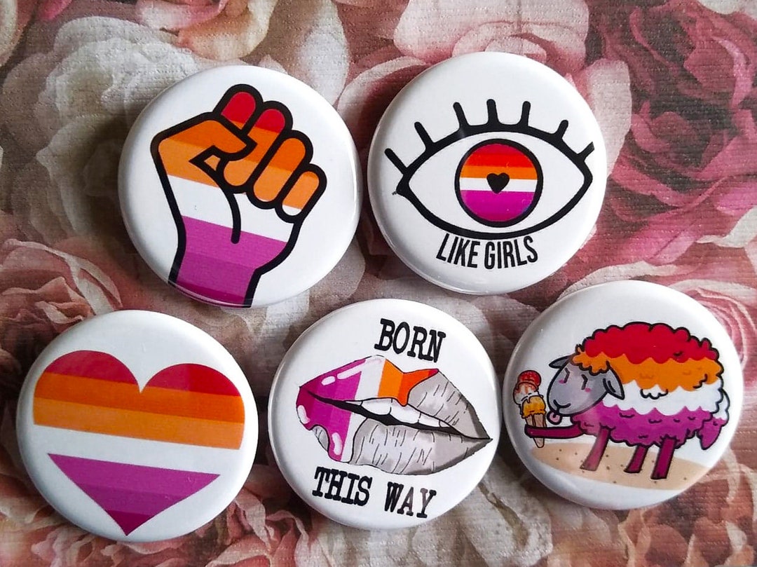 Lesbian Buttons, Lot of 5-1.25 Lesbian Pride Flag Button, Gay Interest ...