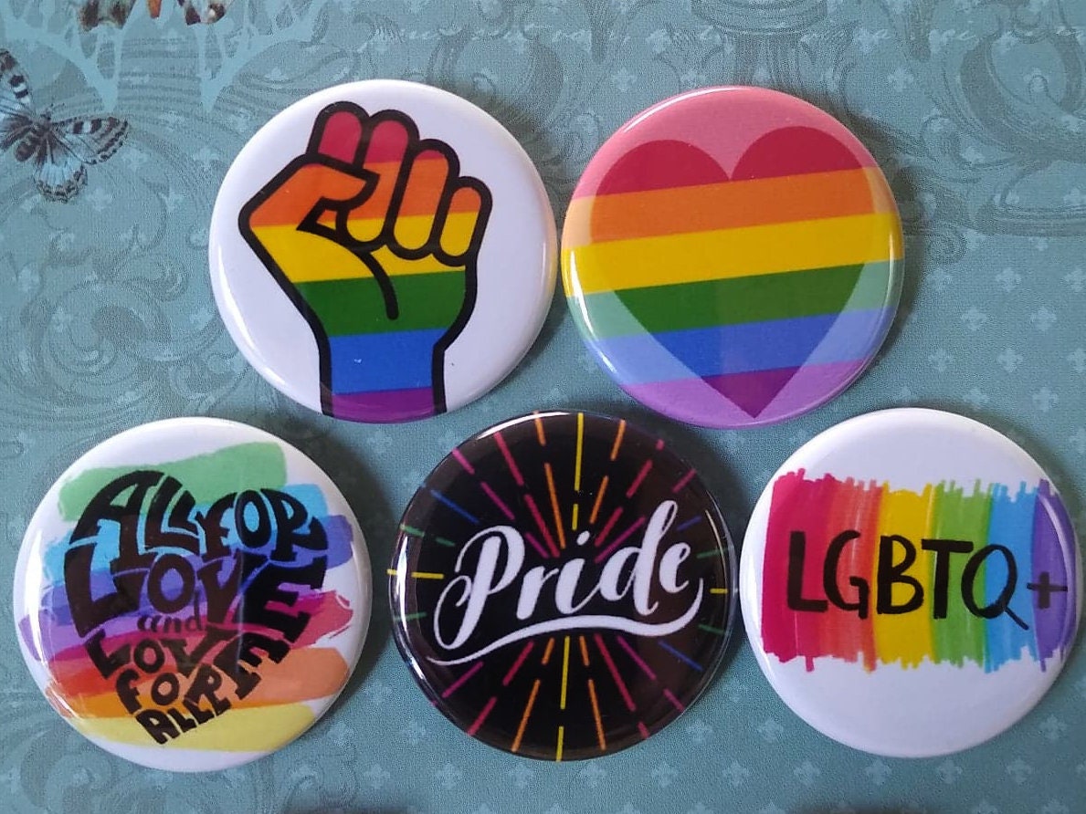 Accessories Lot of 5-1.25 Gay Pride flag button Gay Interest Badge ...