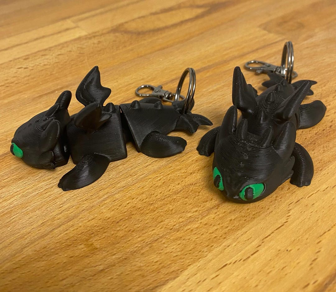 Flexi Baby Toothless Keychain Cute Baby Dragon 3D Print Keychain Night ...