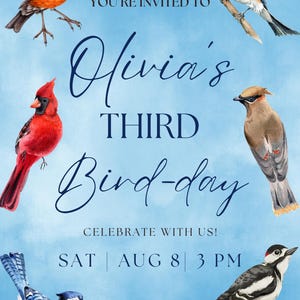 Bird Themed Birthday Party Invitation - Etsy