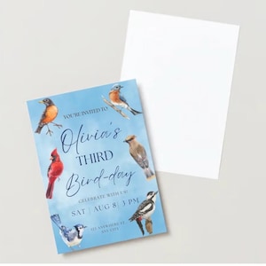 Bird Themed Birthday Party Invitation - Etsy