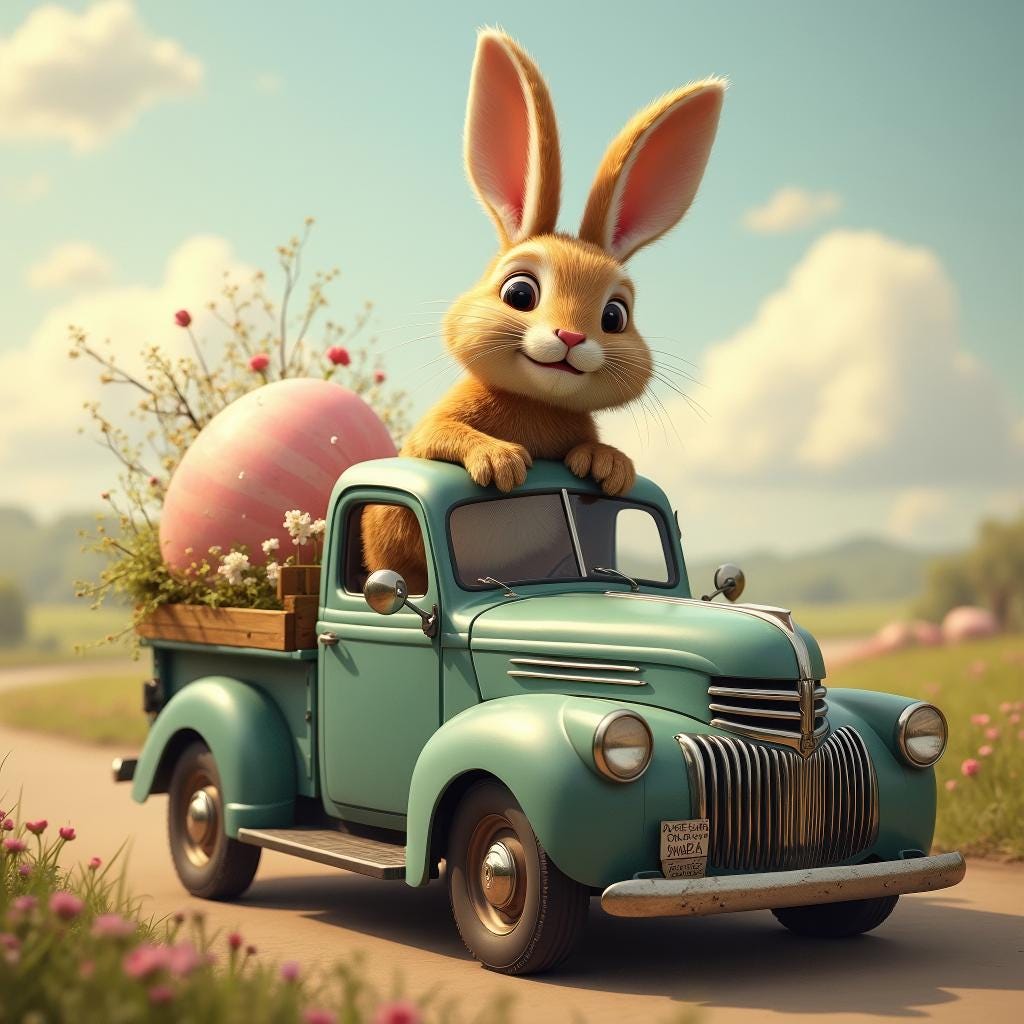 Easter Bunny in Truck Printable Art | Spring Decor, Easter Craft ...
