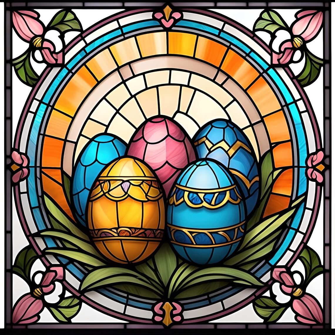 Stained Glass Easter Egg Printable PNG Art | Spring Decor & Easter ...