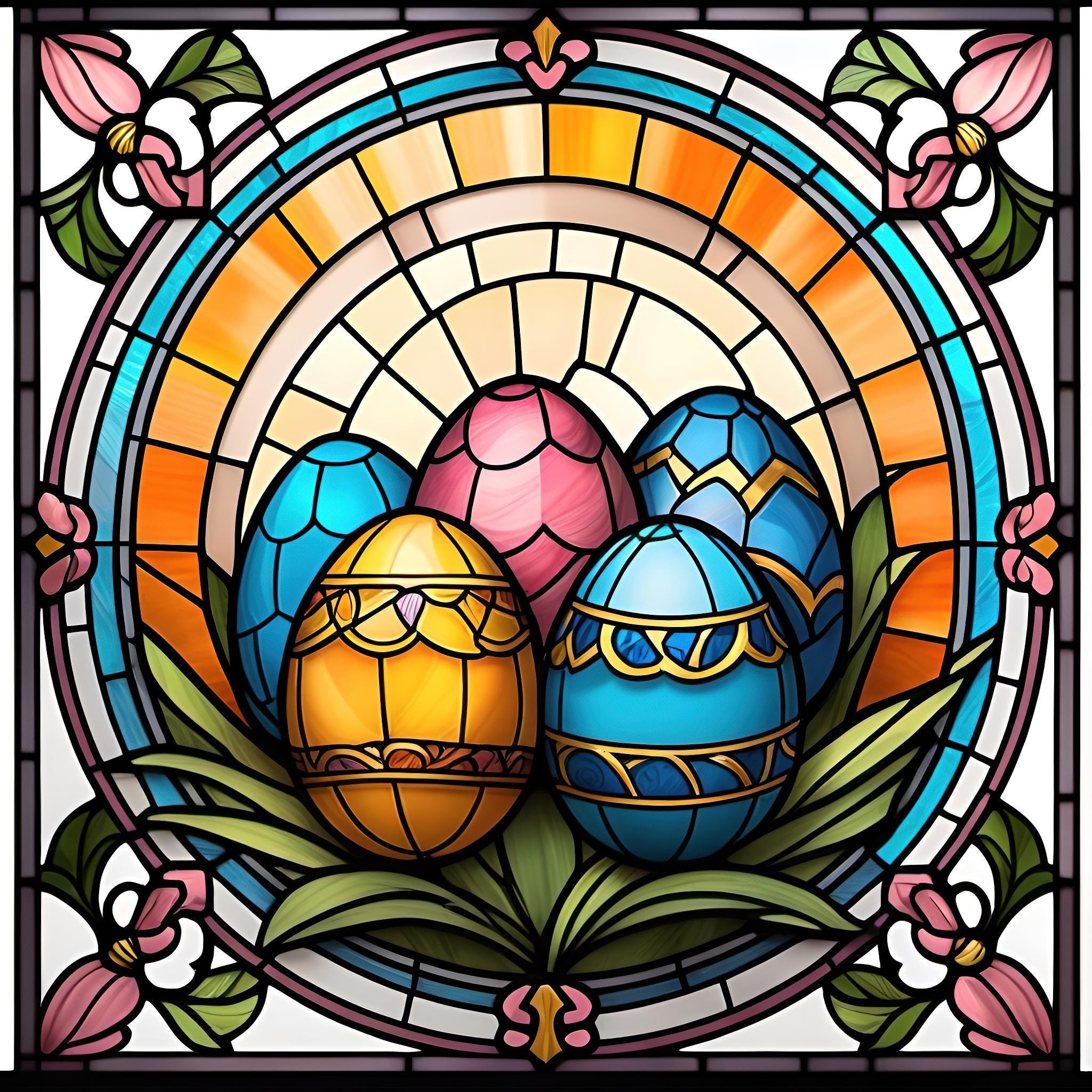 Stained Glass Easter Egg Printable PNG Art | Spring Decor & Easter ...