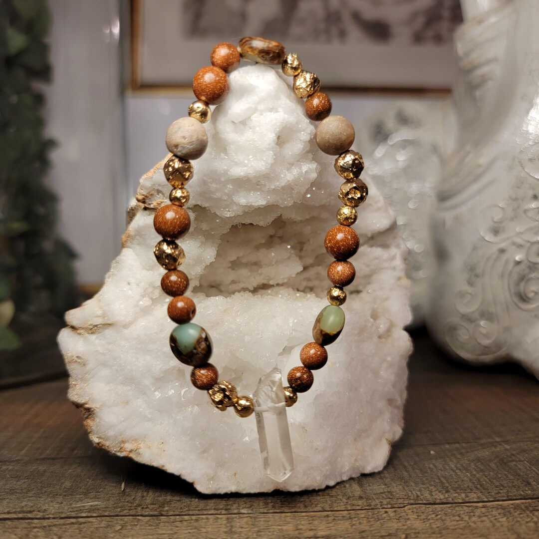 Rebirth | the Phoenix Collection - Goldstone & Raw Quartz Bracelet ...