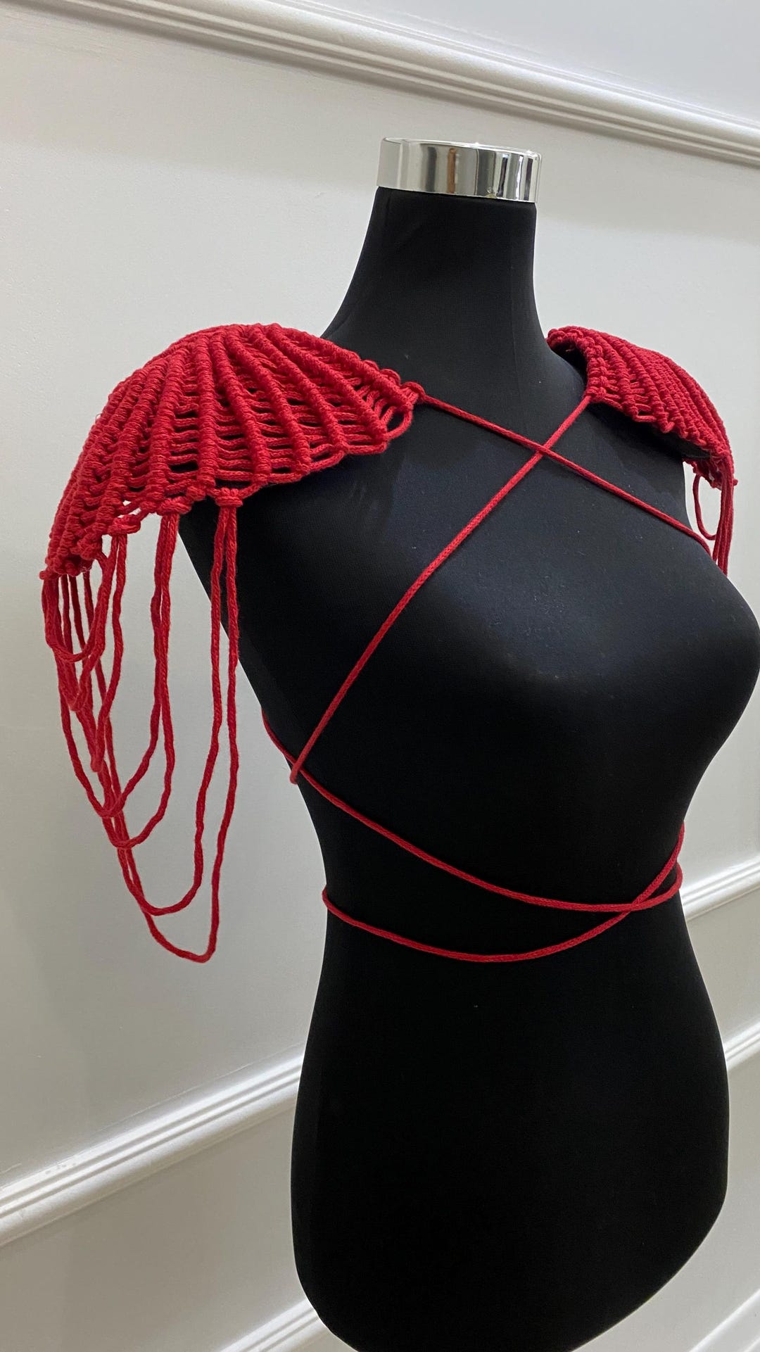Red Cord Shoulder Accessory,macrame Shoulder Epaulet,padded Shoulder ...