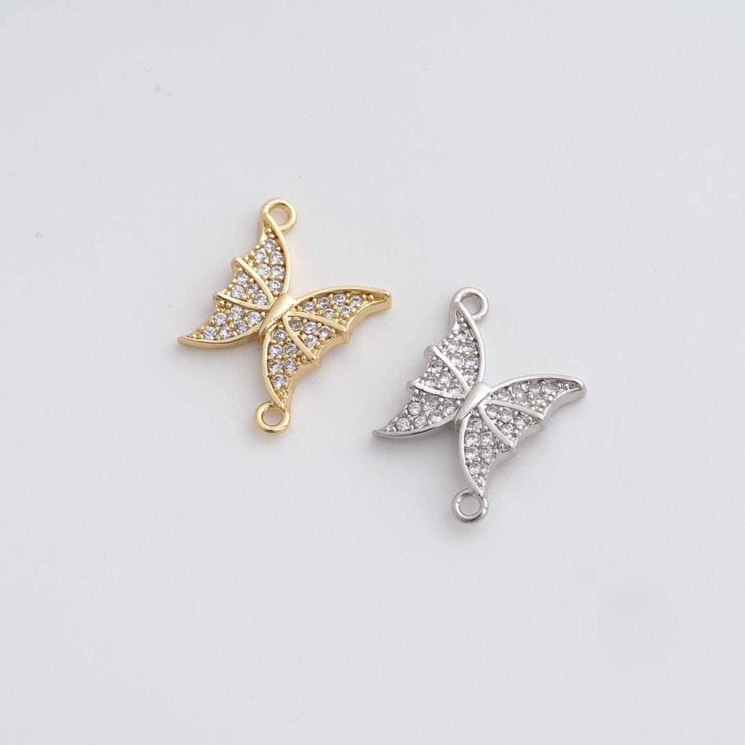 18K Gold Filled Butterfly Connector Dainty CZ Insect Connector for DIY ...