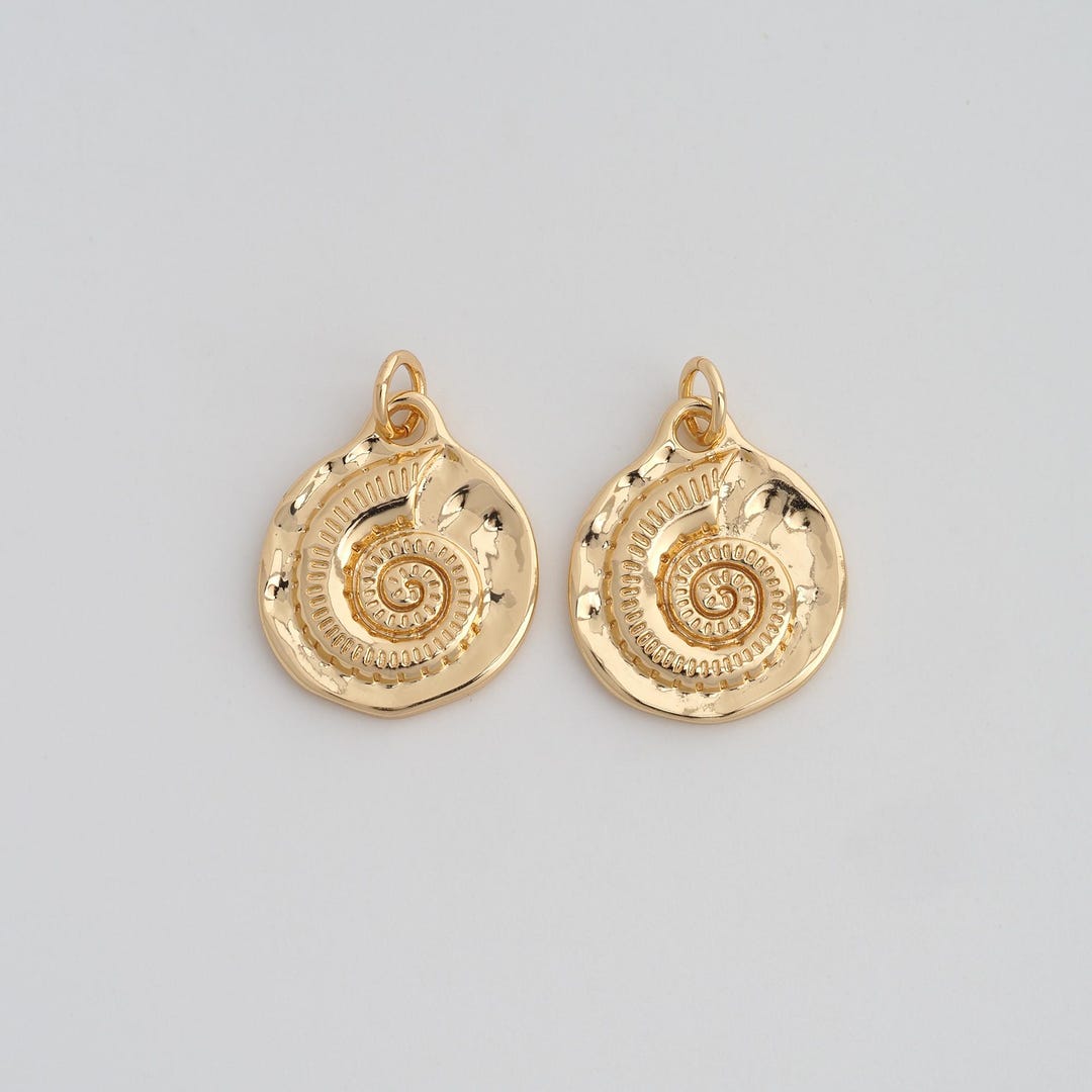 18K Gold Filled Snail Shell Pendant Dainty Shell Charms for DIY Jewelry ...