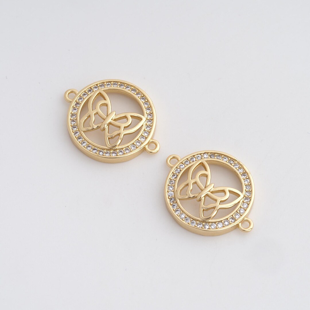 18K Gold Filled Butterfly Connector Dainty CZ Insect Connector for DIY ...