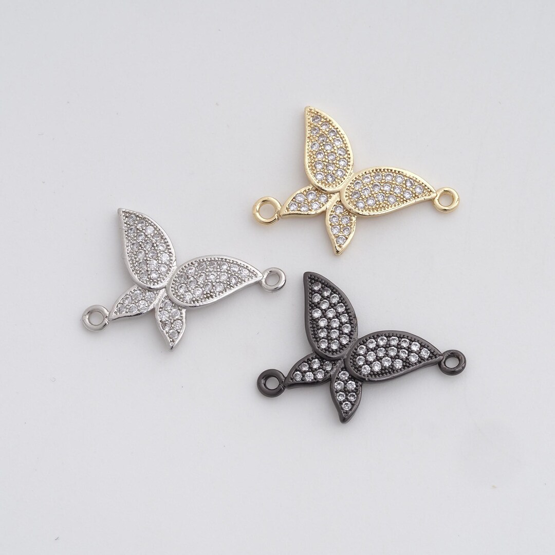 18K Gold Filled Butterfly Connector Dainty CZ Insect Connector for DIY ...