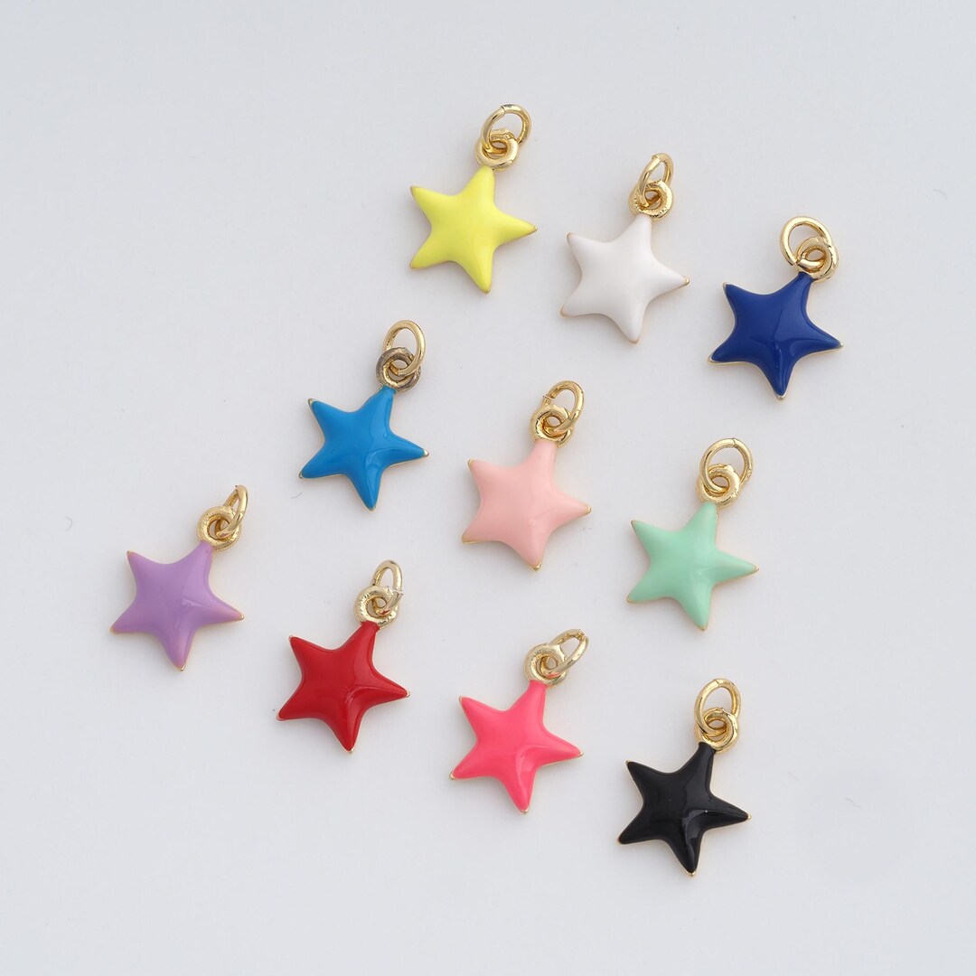 18K Gold Filled Star Pendant Dainty Enamel Starburst Charms for DIY ...