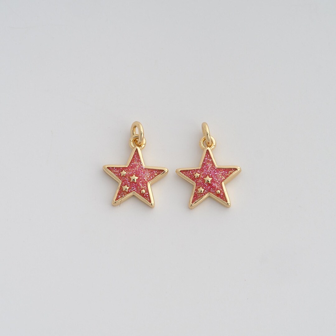 18K Gold Filled Star Pendant Dainty Enamel Starburst Charms for DIY ...