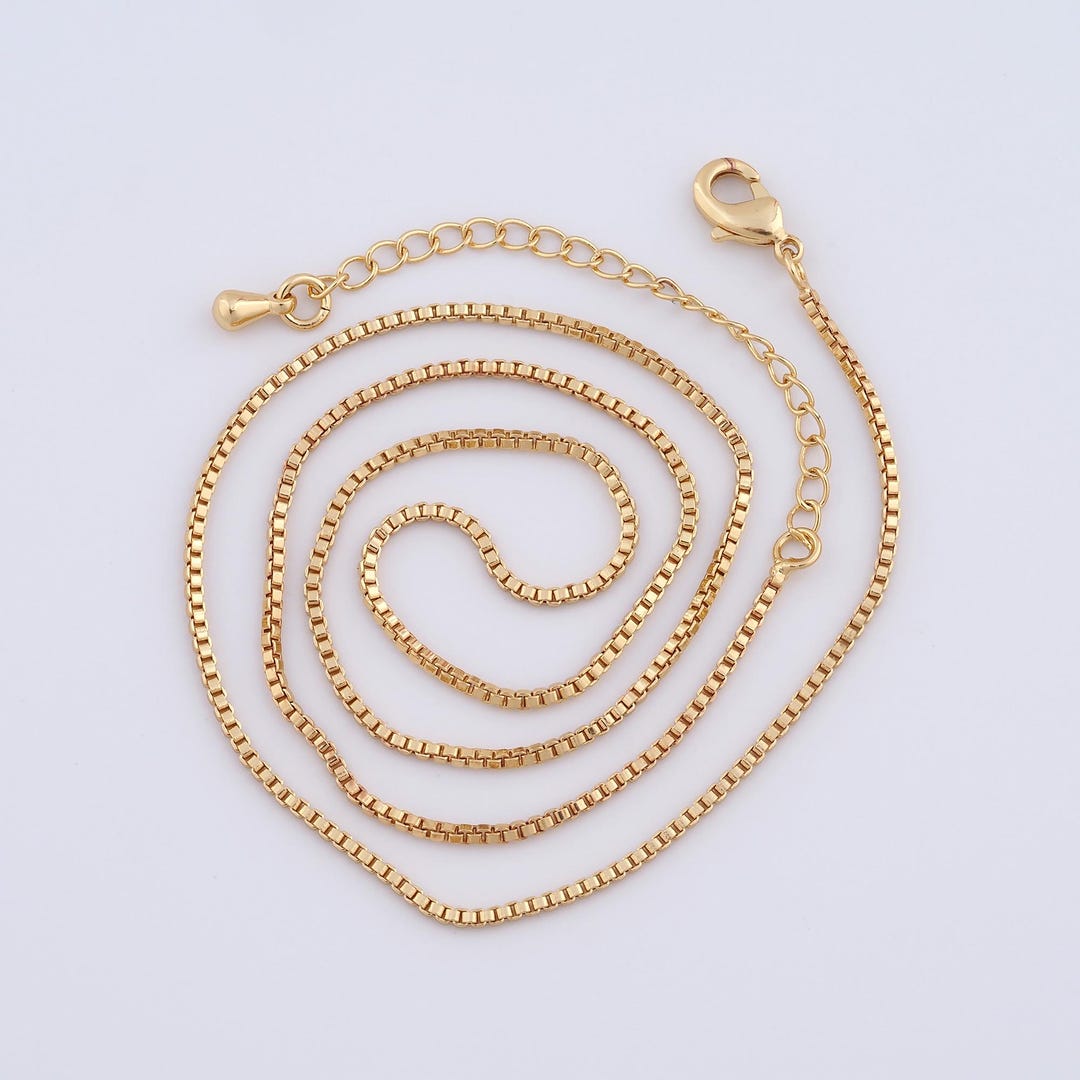 1 Str 18K Gold Filled Box Necklace Gold Chain Necklace Dainty Jewelry ...