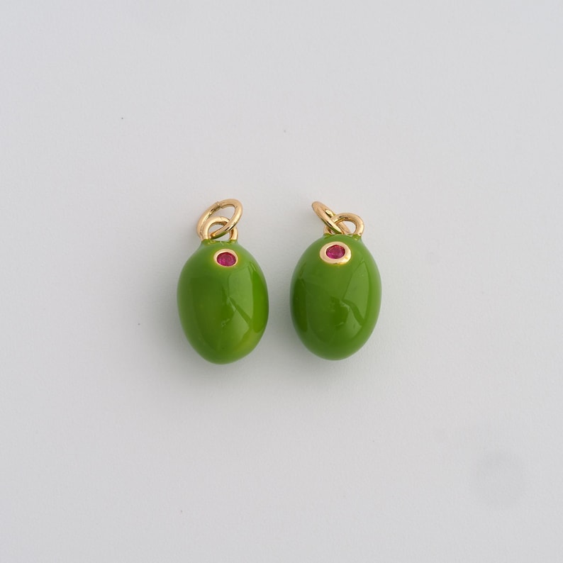 1 PCS 18K Gold Filled CZ Olive Pendant Dainty Enamel Olive Charms for ...