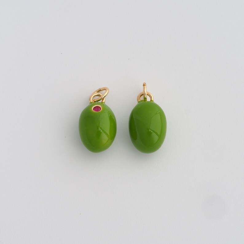 1 PCS 18K Gold Filled CZ Olive Pendant Dainty Enamel Olive Charms for ...