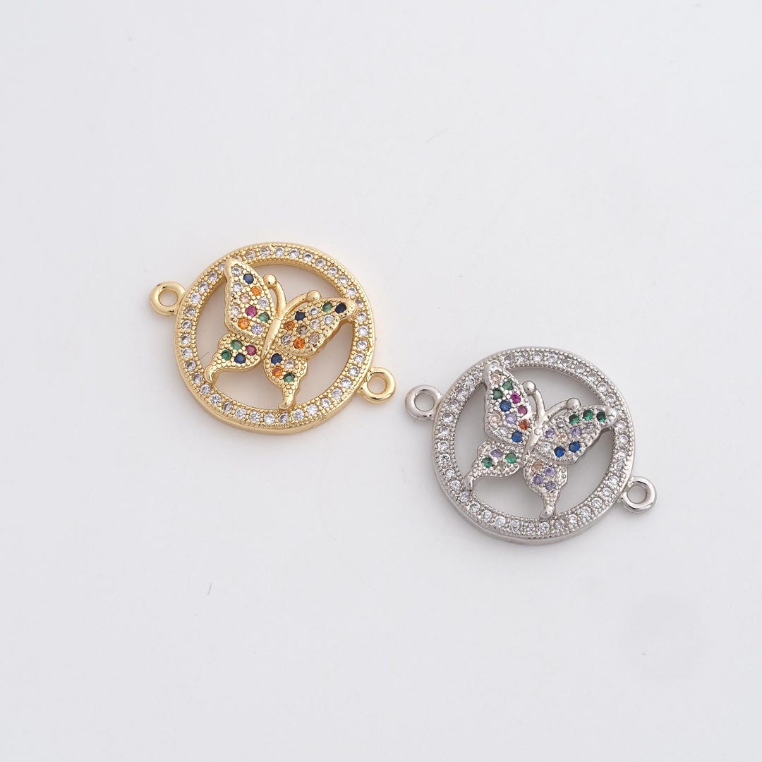 18K Gold Filled Butterfly Connector Dainty CZ Insect Connector for DIY ...