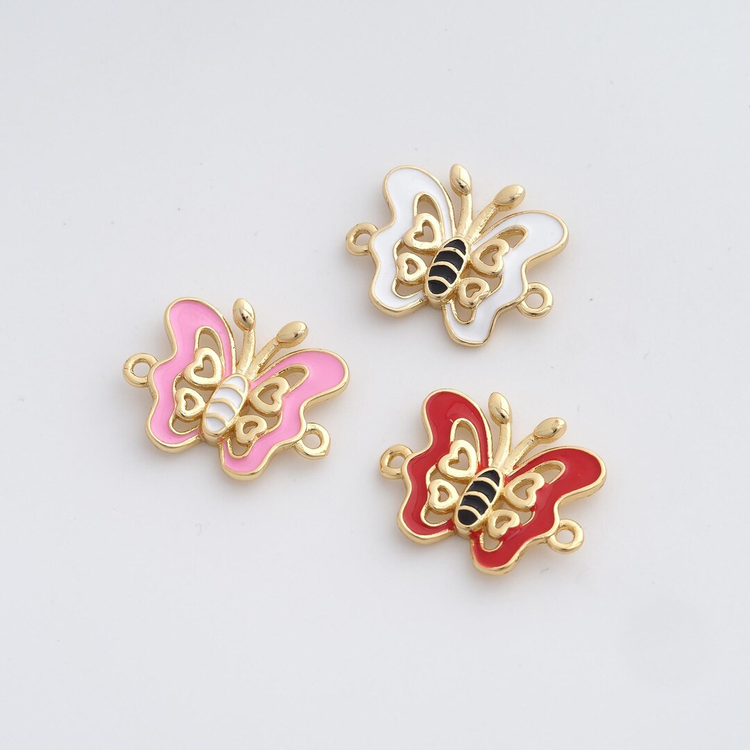 18K Gold Filled Butterfly Connector Dainty Enamel Insect Connector for ...