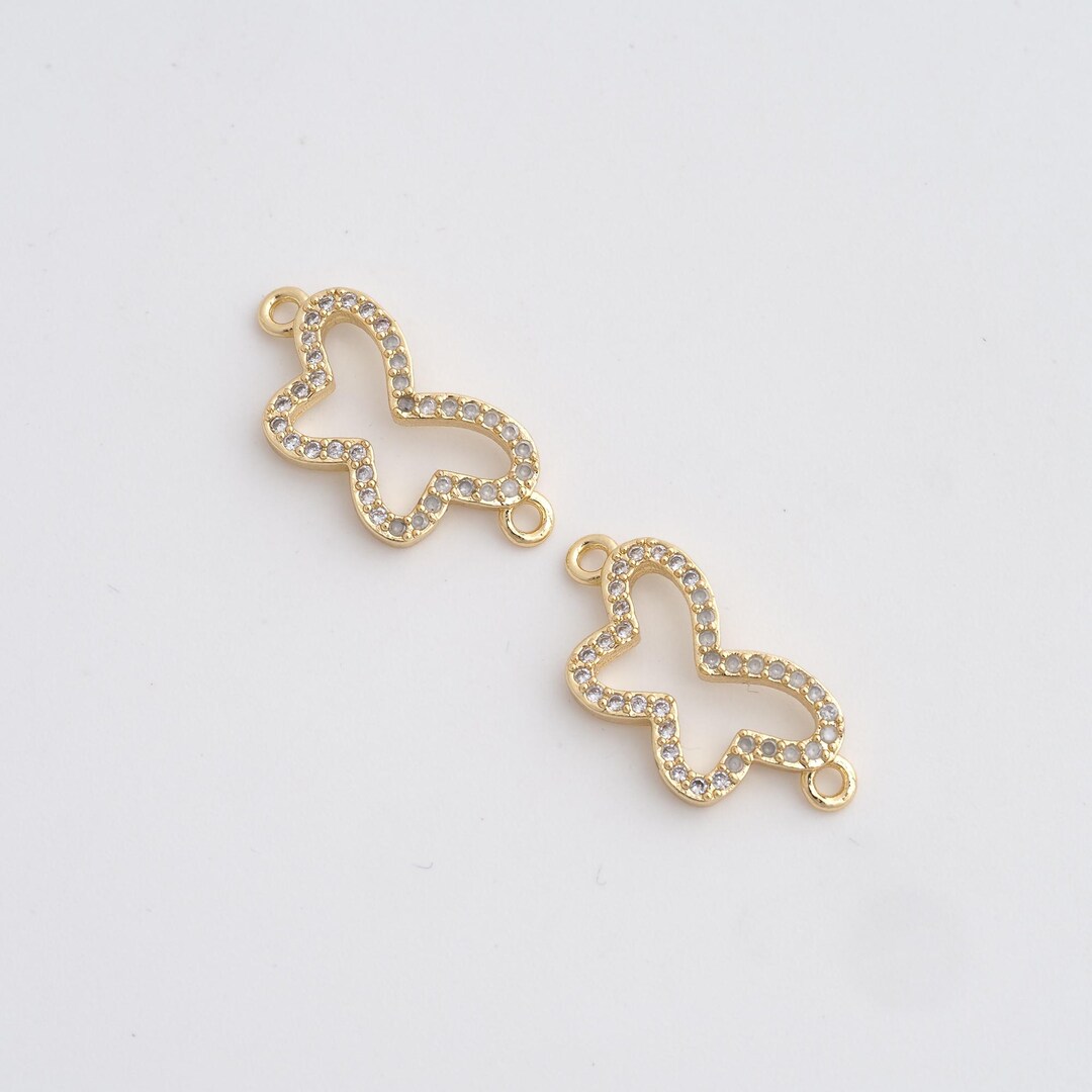 18K Gold Filled Butterfly Connector Dainty CZ Insect Connector for DIY ...