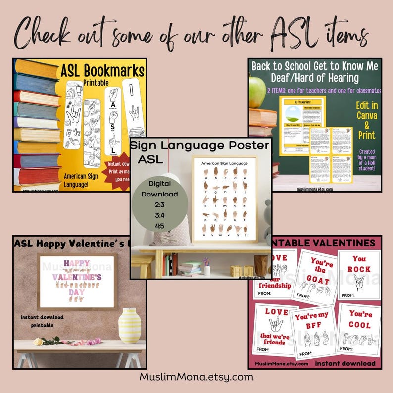 ASL Sign Language Valentine, Classroom Valentine, Printable - Etsy