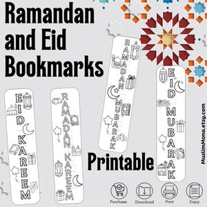 Ramadan Eid Coloring Bookmarks Printable Classroom or Masjid Activity ...