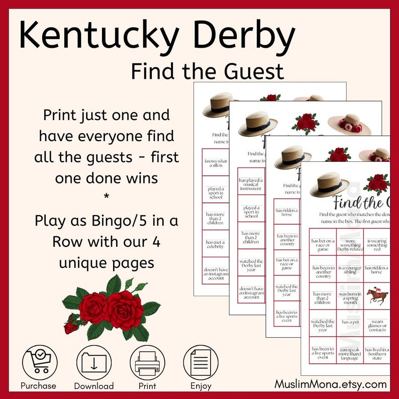 Kentucky Derby Activity Derby Find the Guest Game Printable - Etsy