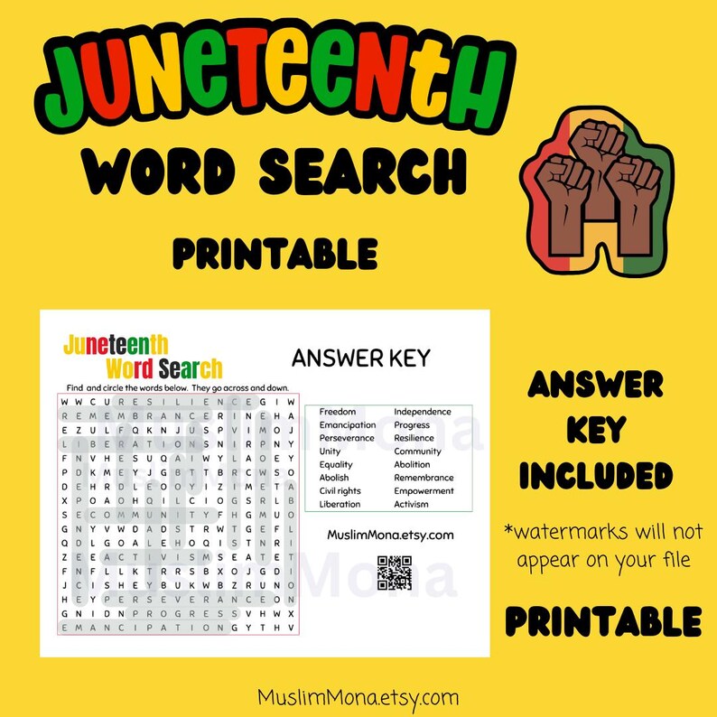 Juneteenth Word Search Printable | Educational Activity for Kids ...