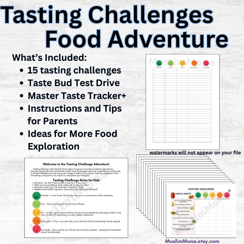 Kids' Tasting Challenge Printable Pack – Try New Foods! | Taste Bud ...
