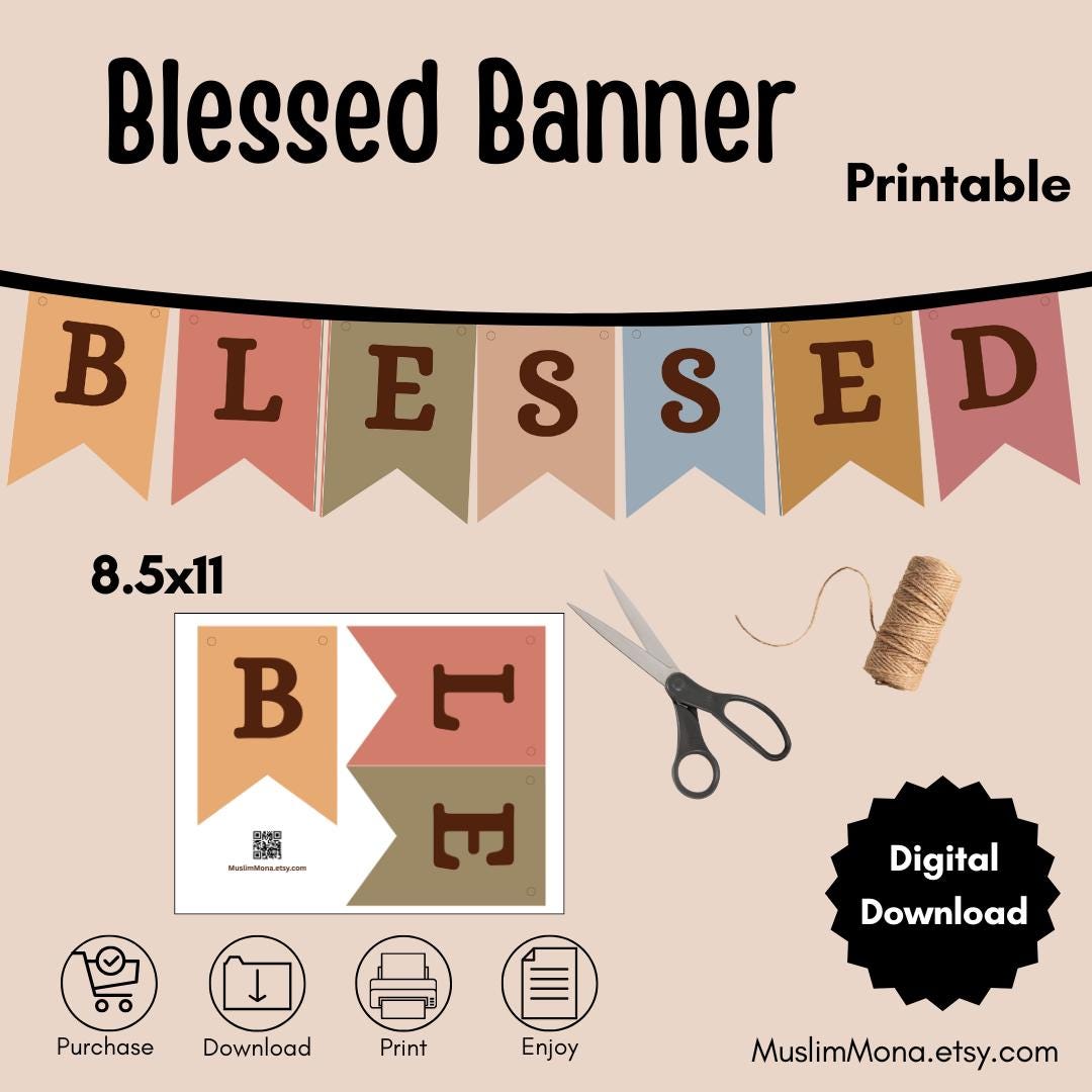 Thanksgiving Printable Blessed Banner – Decor Garland (PDF) - Etsy