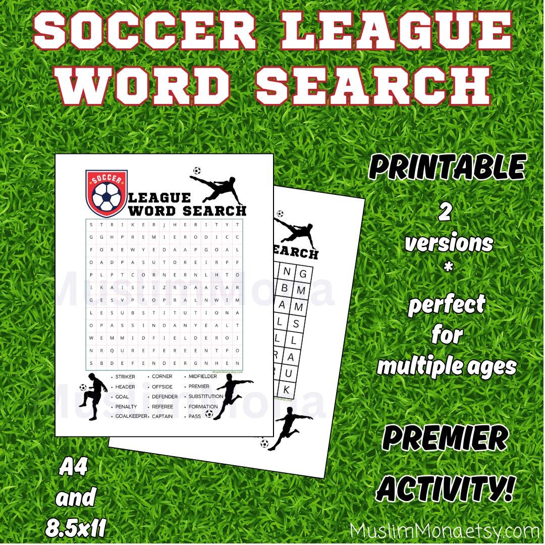 Soccer League Word Search | Printable Football Activity for Kids ...