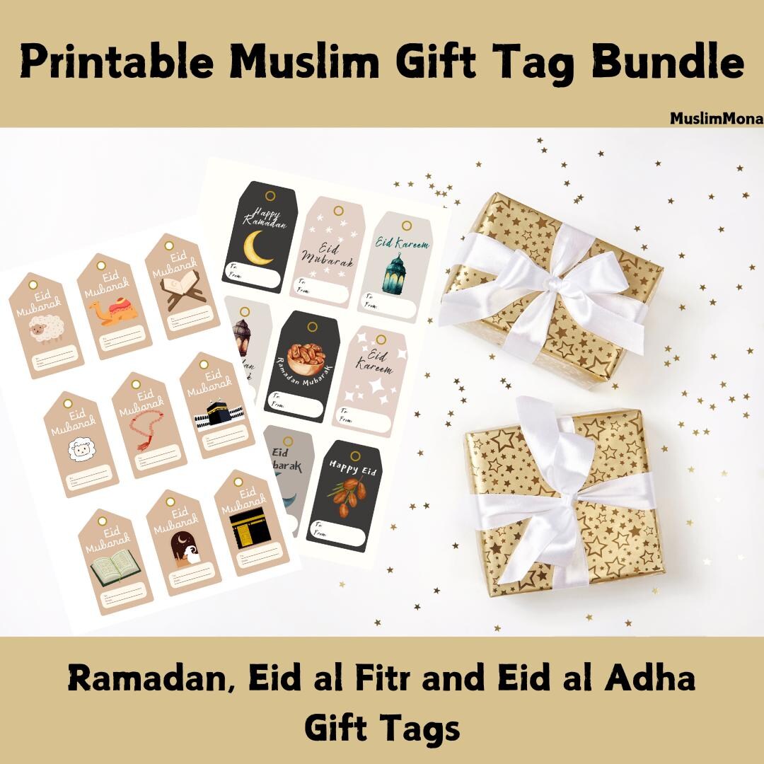 Printable Muslim Gift Tags in Neutral Colors for Ramadan Gifts, Eid ...
