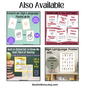 ASL American Sign Language Printable Bookmarks Coloring Activity for ...