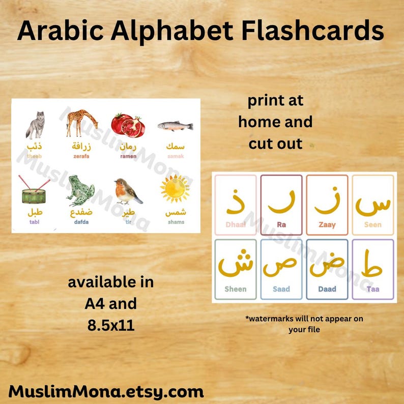 Printable Arabic Alphabet Flashcards | Learn Arabic | Bilingual ...